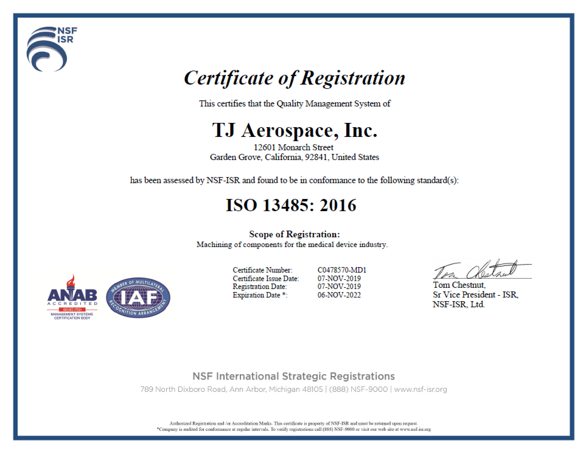 TJ Aerospace Successfully Registers Its Quality Management System to ...